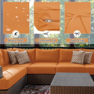 Patelai 11 Pcs Outdoor Cushion Covers Patio Cushion Slipcovers Replacement Splash Proof with Zipper for Outdoor Indoor Furniture, Patio Sofa Couch 3 Sizes, Replacement Covers Only(Orange)