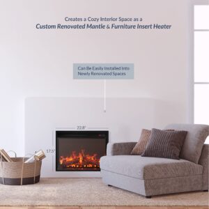 BELLEZE 23" Electric Fireplace Insert w/Fire Crackling Sound, Recessed Fireplace Heater with Remote Control, Indoor Fireplace Heater with Adjustable Brightness, Timer, Automatic Temperature Control