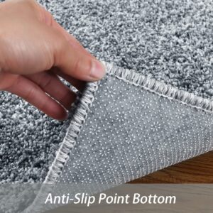 IMINROME Shag Area Rugs for Bedroom Living Room Thick Area Rugs 11x15 Non-Shedding Shaggy Carpet for Living Room with Non-Slip Bottom, Grey, 11x15 Feet