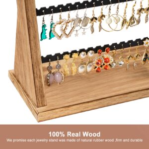 Poyilooo Earring Holder Organizer, Rustic Wood Earring Holder Stand, 5 Layer Jewelry Holder Organizer with 270 Earring Tree Holes Display Rack for Stud Earings & Hoop Earrings, Gifts for Women