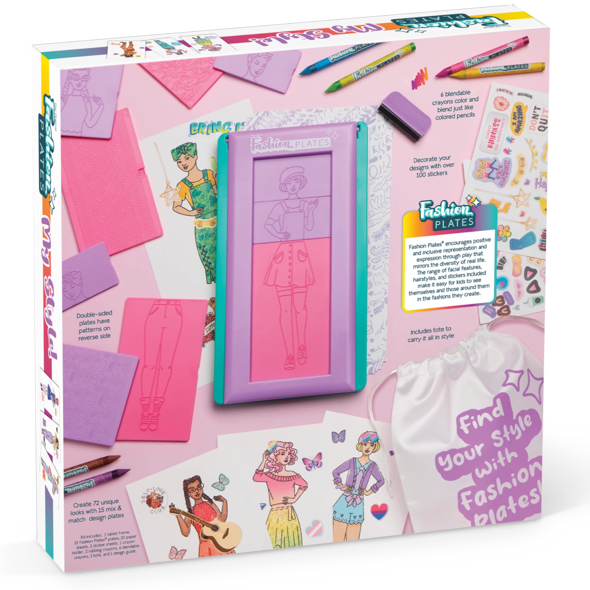 Fashion Plates My Style – Girls Fashion, Mix-and-Match Drawing Kit, Arts and Crafts, Coloring, Art Supplies, Craft Supplies, Stencils, Crayons Included, Create Your Own Fashion Designs, Ages 6+