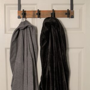 FantasHome 16" Over The Door Hook Rack with 4 Hooks - Black & Brown, Classic Style