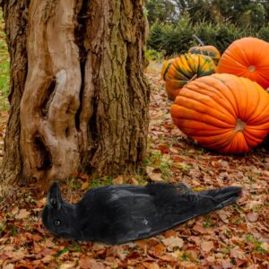 Noamus 17 Inches Realistic Hanging Dead Crow, Lifesize Extra Large Black Feathered Crow, Fake Decoy Raven for Garden Halloween Decorations Birds, Artificial Handmade, Model, Party Props