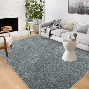 iminrome shag area rugs for bedroom living room thick area rugs 11x15 non-shedding shaggy carpet for living room with non-slip bottom, grey, 11x15 feet