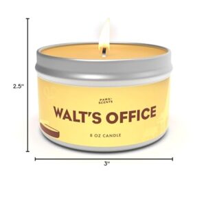 Park Scents Walt's Office Candle Delicate Calming Scent-Fragrant Pipe Tabacco with hints of Vanilla - Inspired by The Warm Atmosphere of Walt Disney's Office - Handmade in The USA | 8 oz. Tin