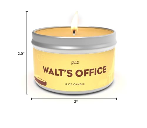 Park Scents Walt's Office Candle Delicate Calming Scent-Fragrant Pipe Tabacco with hints of Vanilla - Inspired by The Warm Atmosphere of Walt Disney's Office - Handmade in The USA | 8 oz. Tin