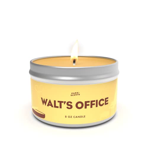 Park Scents Walt's Office Candle Delicate Calming Scent-Fragrant Pipe Tabacco with hints of Vanilla - Inspired by The Warm Atmosphere of Walt Disney's Office - Handmade in The USA | 8 oz. Tin