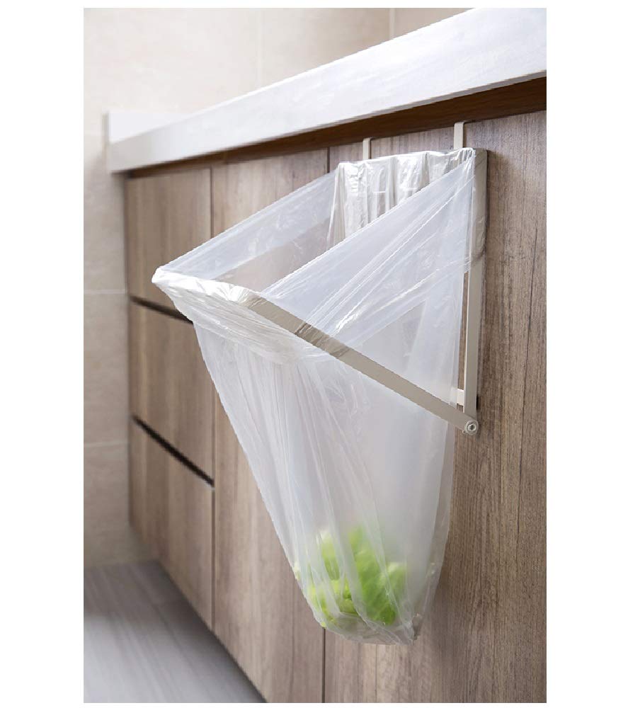 Psivika 2 Pcs Hanging Trash Garbage Bag Holder Folding Storage Holder Racks for Kitchen Different Size Plastic Bag (Black)