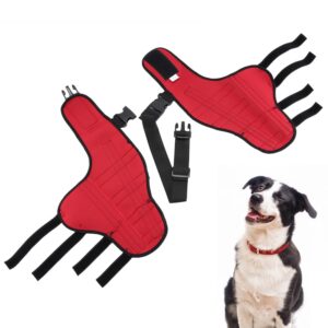 Dog Knee Brace Adjustable Dog Double Rear Leg Brace with Metal Hinged Flexible Support and Reflective Seat Belts Dog Acl Brace Hind Leg Red (M)