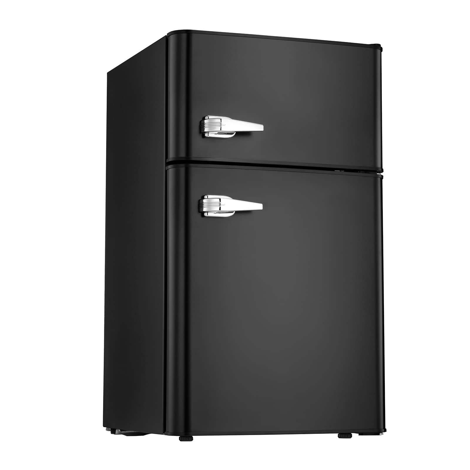 ZAFRO 3.2 Cu.ft. Refrigerator with Double Doors, Mini Fridge with Freezer, Fridge with Adjustable Thermostat 20" D x 19" W x 33.5" H, Compact Refrigerator for Dorm Apartment Office Kitchen