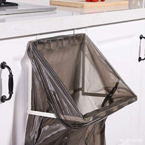 Psivika 2 Pcs Hanging Trash Garbage Bag Holder Folding Storage Holder Racks for Kitchen Different Size Plastic Bag (Black)