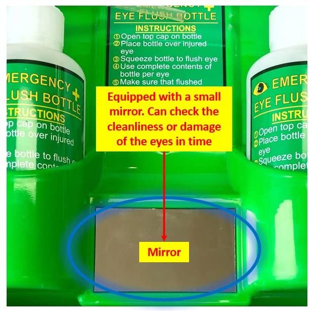 OYSTERBOY Portable Emergency Eye Wash Station Wall-Mounted First Aid Eye Wash Kit with Mirror & 2X 16oz Empty Bottles (No Eye Wash Solution Included) (Basic)