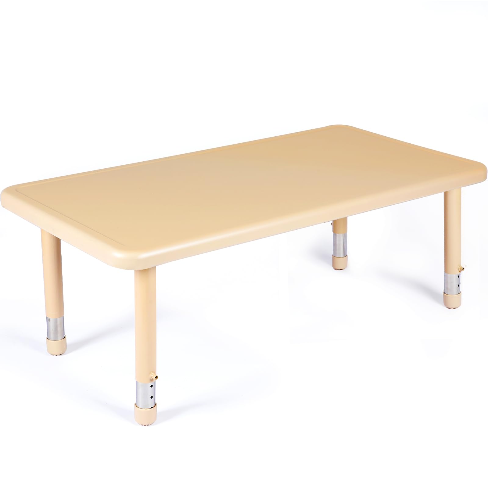 Ripeng 24" W x 47" L Rectangular Plastic Height Adjustable Activity Table with Large Dry Erase Table Top for Classrooms Toddler Furniture for Daycare, Daycare, Homes, Cornflower, etc (Natural,1 Pcs)