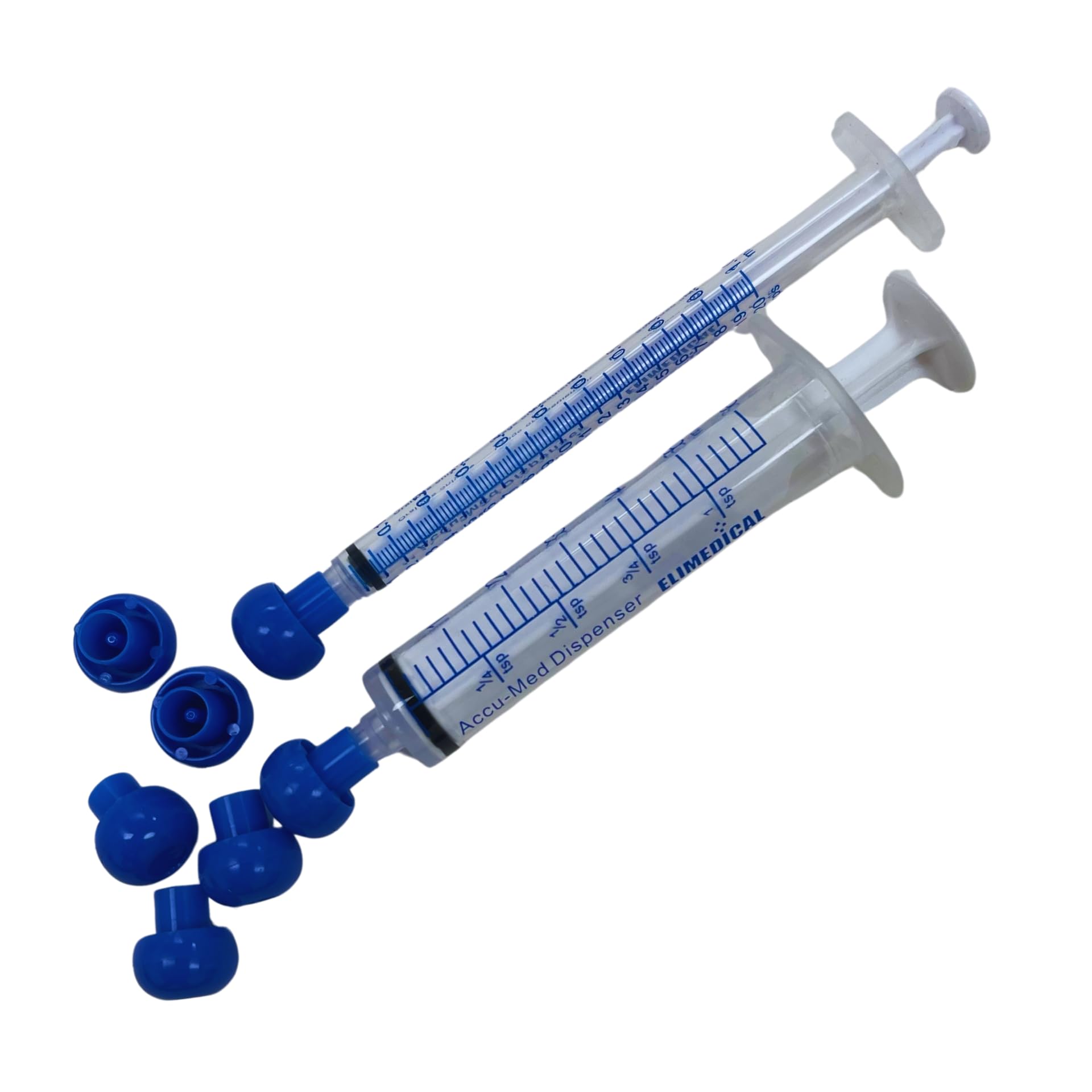 Elimedical Oral Medication Dispenser Syringe Caps, Blue, 100 per Bag, CAPS