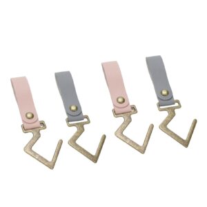 faotup multifunctional leather metal s-shaped hooks coat hooks storage hooks grey and pink(pack of 4)