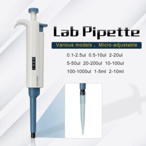 Huwazine Micropipette 1-5ml, Adjustable Pipettor for Laboratory, Single Channel Lab Pipette,Half-Autoclavable 1000-5000ul