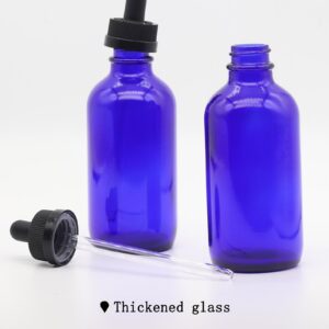 Toaazhy 4 pack,blue eye glass dropper bottles 4 oz,120 ml dark empty tincture bottles with dropper,alcohol,hair oil bottle,perfume,essentia,small,droppers for oils,medicine,pipette,drip drop,travel