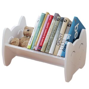 hggzeg kids bookcase small desktop children bookshelf storage display rack, white book organizer for kids room (white)