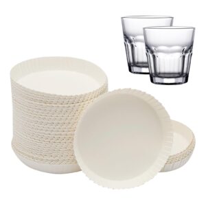 100pcs disposable paper cup cover, 3.54 inches recycled drinking lid, white coffee cup cover, hot cup lids for home kitchen cafe parties wedding hotel bars (without hole)