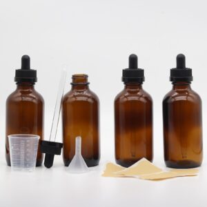 toaazhy 4 pack,amber glass dropper bottles 4 oz,120 ml dark empty tincture bottles with dropper,alcohol,hair oil bottle applicator,essentia,eye,droppers for oils,medicine,pipette,drip drop,travel