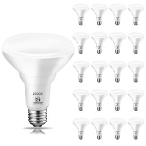 energetic 20 pack 65w br30 led recessed light bulb, dimmable, 650 lumens, soft white 2700k, e26 base, indoor flood light for 5/6 inches cans, ul listed