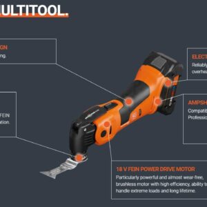 Fein MultiMaster AMM 700 Max Top Cordless Oscillating Multi-Tool Kit with QuickIN System - StarLockMax Mount, 18 V AMPShare, 4 Ah - 71293661090