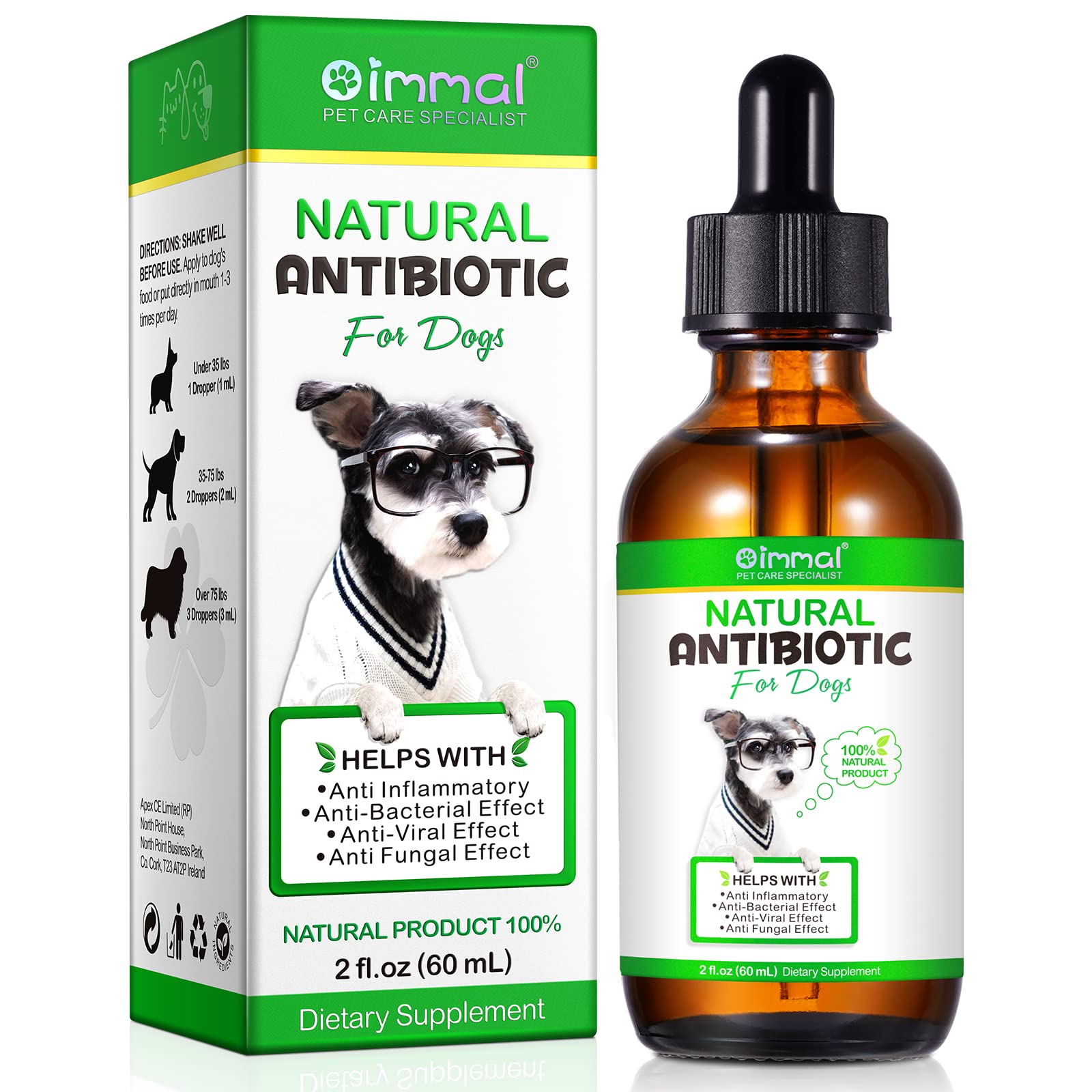 Antibiotics for Dogs, Natural Dog Antibiotics Supports Dog Allergy and Itch Relief, Dog Supplies Antibiotics, Dog Multivitamin for Pets, Bacon Flavor - 60 ml / 2 Fl Oz