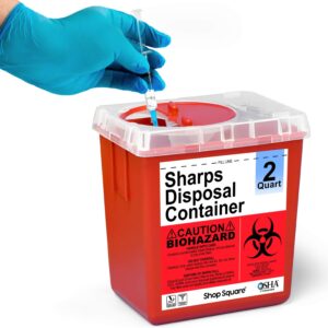 sharps containers for home and professional use, 2 quart needle disposal containers, syringe disposal container home, biohazard containers, small sharps container