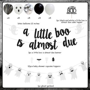 Balterever a Little Boo is Almost Due Baby Shower Decoration Black White Halloween Baby Shower Decoration with a Little Boo is Almost Due Banner Ghost Garland for Halloween Baby Shower Gender Reveal