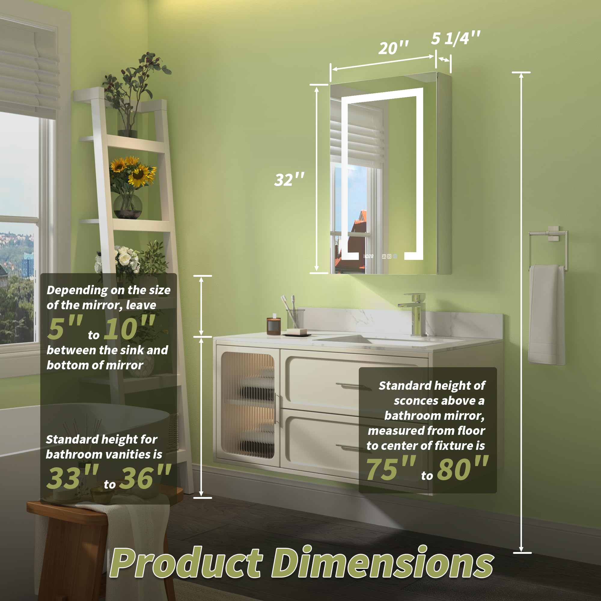 ES-DIY Lighted Medicine Cabinet 20 x 32 Inch, Recessed or Surface led Medicine Cabinet, Clock, Room Temp Display,Defog,Night Light,Stepless Dimming,3000K-6400K, Outlets & USBs,Hinge on The Right