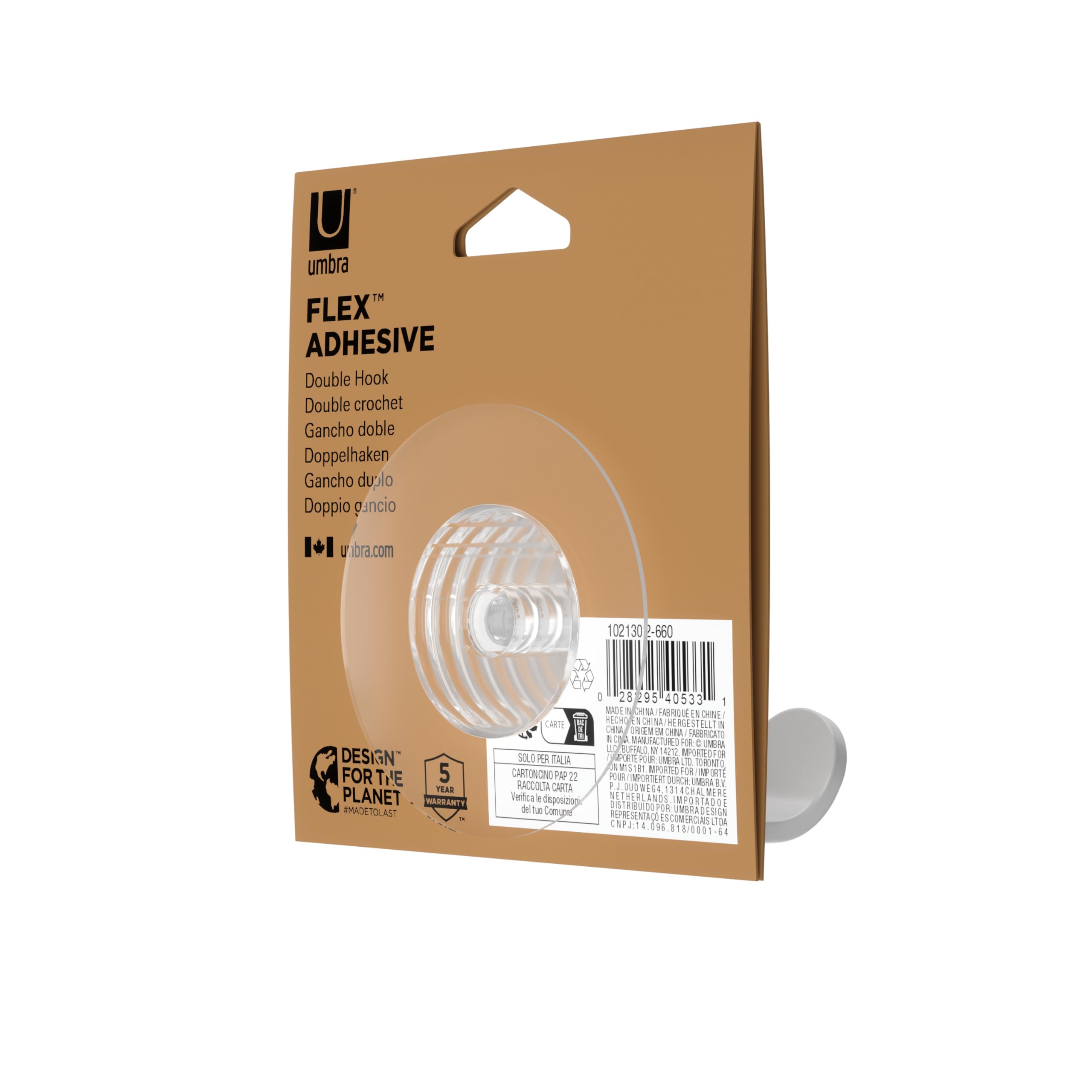 Umbra Flex Adhesive Double Hook, White