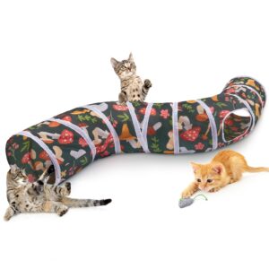 glittme cat tunnel, cat tunnels for indoor cats, s-shape peekaboo cat cave with cat toys, foldable cat tubes and tunnels for cats, rabbit, puppy, guinea pig