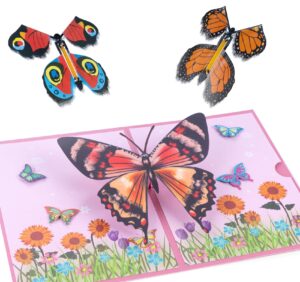 ilauke pop up cards, 3d butterfly pop up cards, greeting cards with magic flying butterfly&envelopes, for mothers fathers teachers day birthday valentine's anniversary thank you day