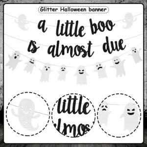 Balterever a Little Boo is Almost Due Baby Shower Decoration Black White Halloween Baby Shower Decoration with a Little Boo is Almost Due Banner Ghost Garland for Halloween Baby Shower Gender Reveal