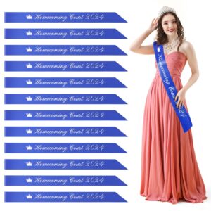 jexine 12 packs homecoming court sash 2023 72 inches x 4 inches blue and white satin homecoming sash for king high school dance queen graduation party accessories