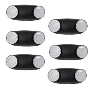 tanlux led emergency lights with battery backup, hardwired emergency exit light fixtures for business - 6 pack(black)