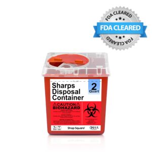 Sharps Containers for Home and Professional Use, 2 Quart Needle Disposal Containers, Syringe Disposal Container Home, Biohazard Containers, Small Sharps Container