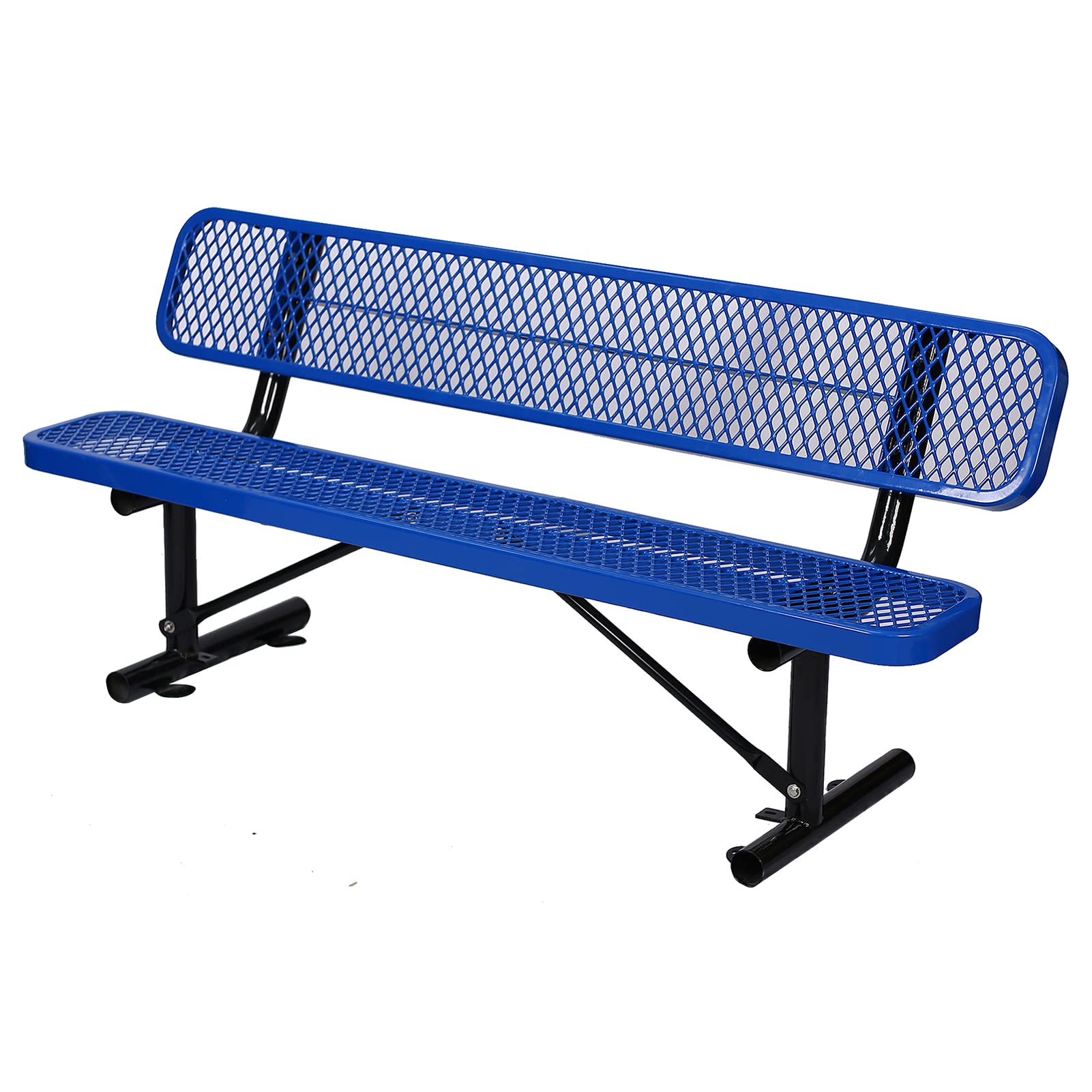 SUNDALY 6 Feet Heavy Duty Metal Park Bench with Back for Outside, Outdoor Bench with Portable Frame