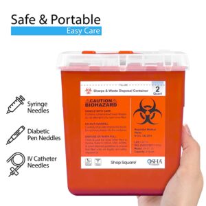 Sharps Containers for Home and Professional Use, 2 Quart Needle Disposal Containers, Syringe Disposal Container Home, Biohazard Containers, Small Sharps Container