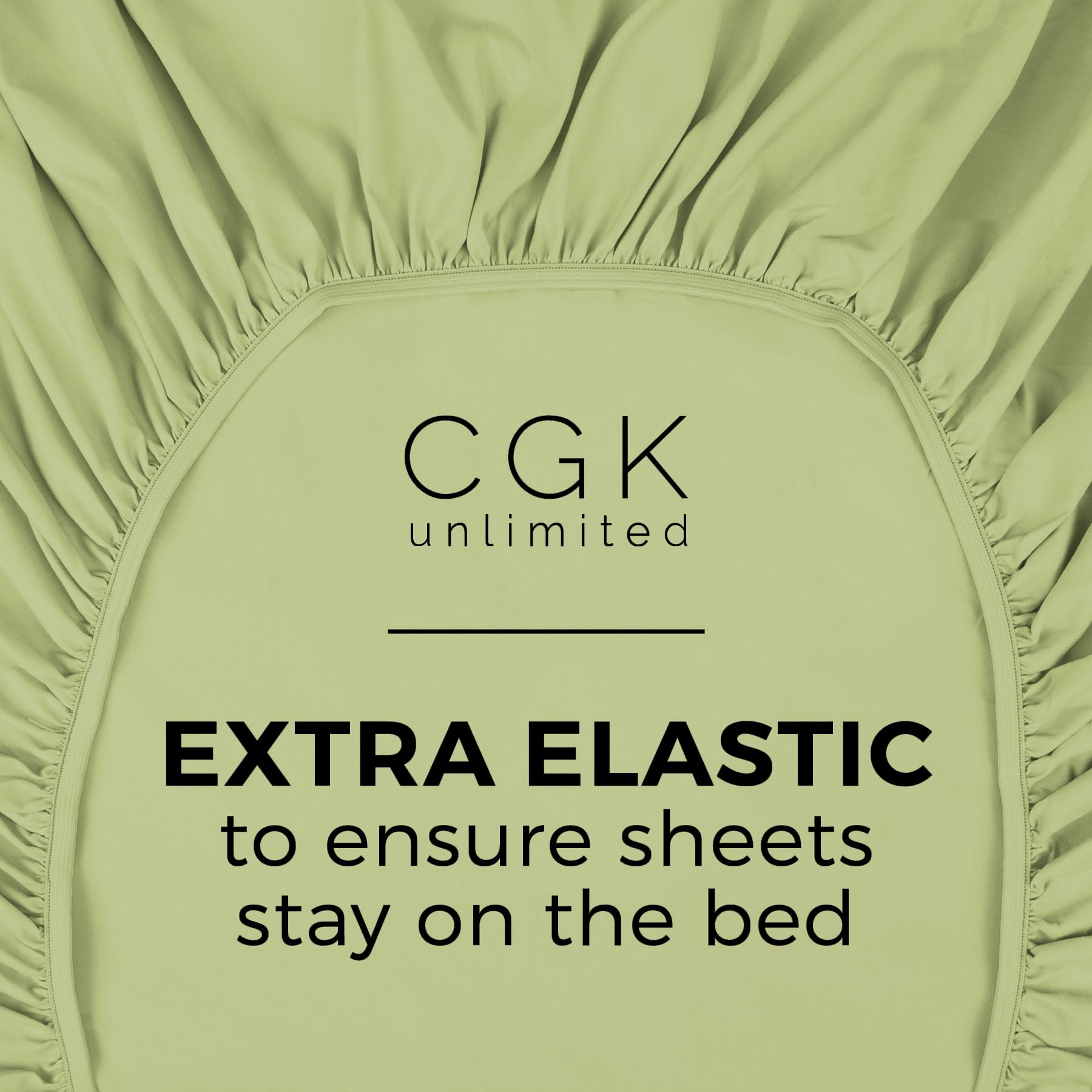 CGK Unlimited King Size Fitted Bed Sheet- Hotel Luxury- Fits Mattress Up to 16"- Soft, Wrinkle Free, Breathable Sheet for Women, Men, Kids & Teens- Light Olive Green