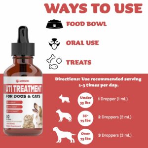 Dog UTI Treatment | Cat UTI Medicine | Cat UTI Remedy | Cranberry Supplement for Dogs | Pumpkin for Cats | Dog UTI | Cat UTI | Cranberry for Dogs | Cat Urinary Tract Infection Treatment | 1 fl oz