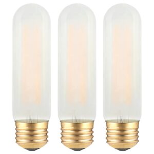 t10 led frosted bulb- dimmable e26 led tube bulbs 40w equivalent- 2700k soft warm- 4w vintage tubular edison light bulbs for chandelier, cabinet, desk/piano lamp, mason jars, bathroom vanity- 3 count