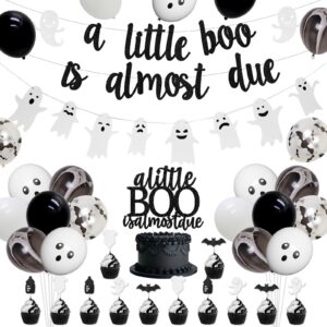 balterever a little boo is almost due baby shower decoration black white halloween baby shower decoration with a little boo is almost due banner ghost garland for halloween baby shower gender reveal