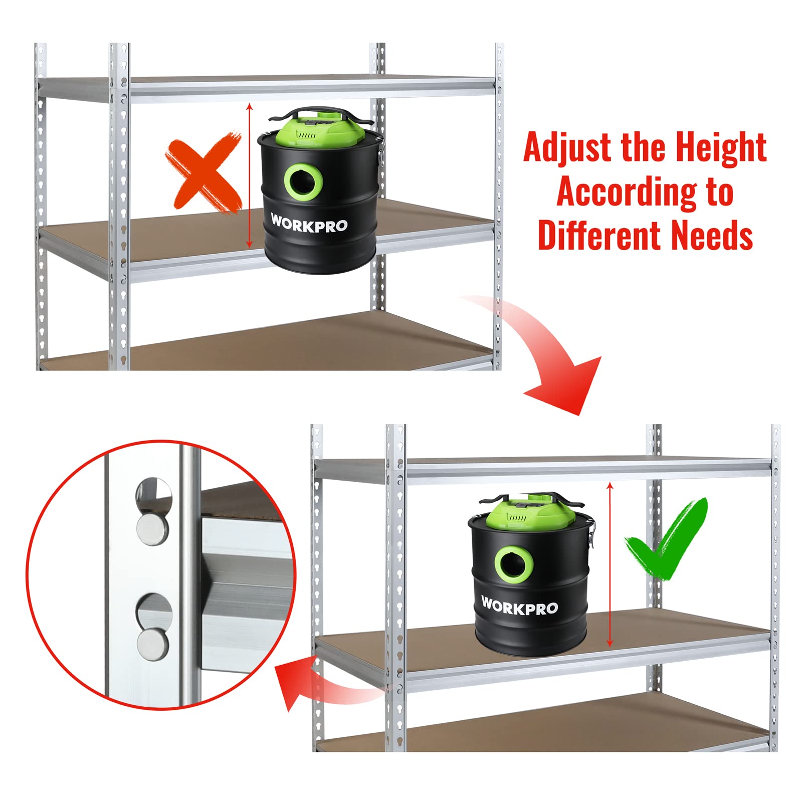 WORKPRO 5-Tier Storage Shelving Unit, 48”W x 24”D x 72”H, Adjustable Storage Rack Heavy Duty Aluminum Alloy Shelf, 2750 lbs Load Capacity (Total), for Garage, Kitchen, Bathroom, Warehouse, Pack of 2