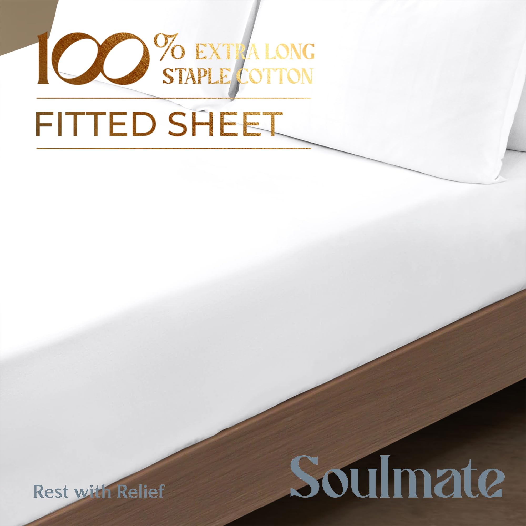 Mayfair Linen 100% Cotton Fitted Sheet Twin Size - 500 Thread Count 16" Deep Pocket Twin Fitted Sheet Only, Soft Cooling Sateen Weave Elastic Bottom Sheet, Fits College Dorm Mattress, Teens - White