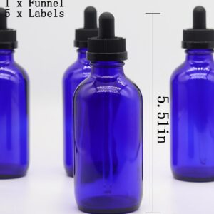 Toaazhy 4 pack,blue eye glass dropper bottles 4 oz,120 ml dark empty tincture bottles with dropper,alcohol,hair oil bottle,perfume,essentia,small,droppers for oils,medicine,pipette,drip drop,travel