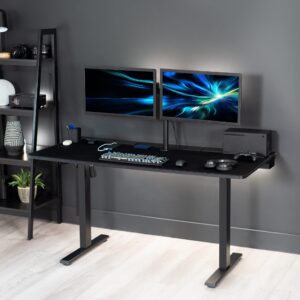 VIVO Universal 60 x 30 inch Table Top with Built-in Concealed Cable Trays for Standard and Sit to Stand Height Adjustable Home and Office Desks, Full Size Mouse Pad, Black Desktop, Desk-TOP3