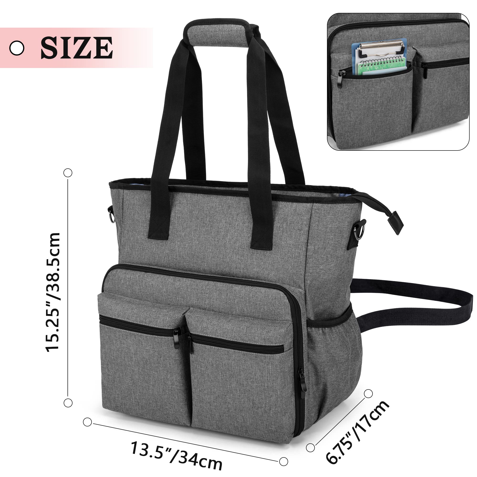 BAFASO Double Layer Sewing Accessories Organizer with 2 Detachable Pouches Bundle Multifunctional Tote Bag