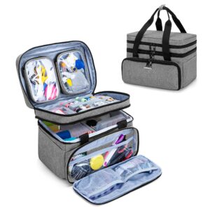 BAFASO Double Layer Sewing Accessories Organizer with 2 Detachable Pouches Bundle Multifunctional Tote Bag