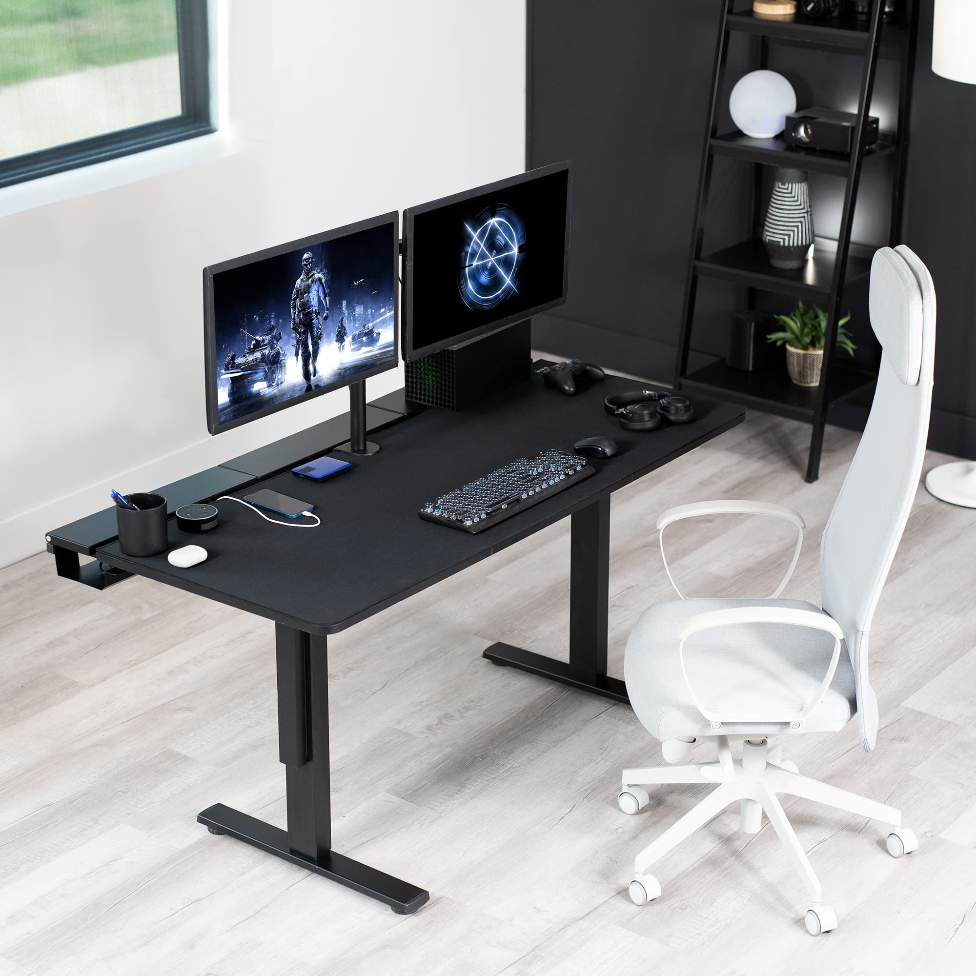 VIVO Universal 60 x 30 inch Table Top with Built-in Concealed Cable Trays for Standard and Sit to Stand Height Adjustable Home and Office Desks, Full Size Mouse Pad, Black Desktop, Desk-TOP3